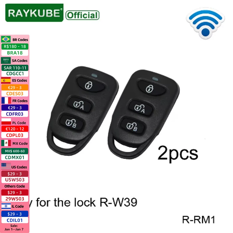 RAYKUBE R-RM1 2pcs Wireless Remote Control Keys Work With Our Electric ...