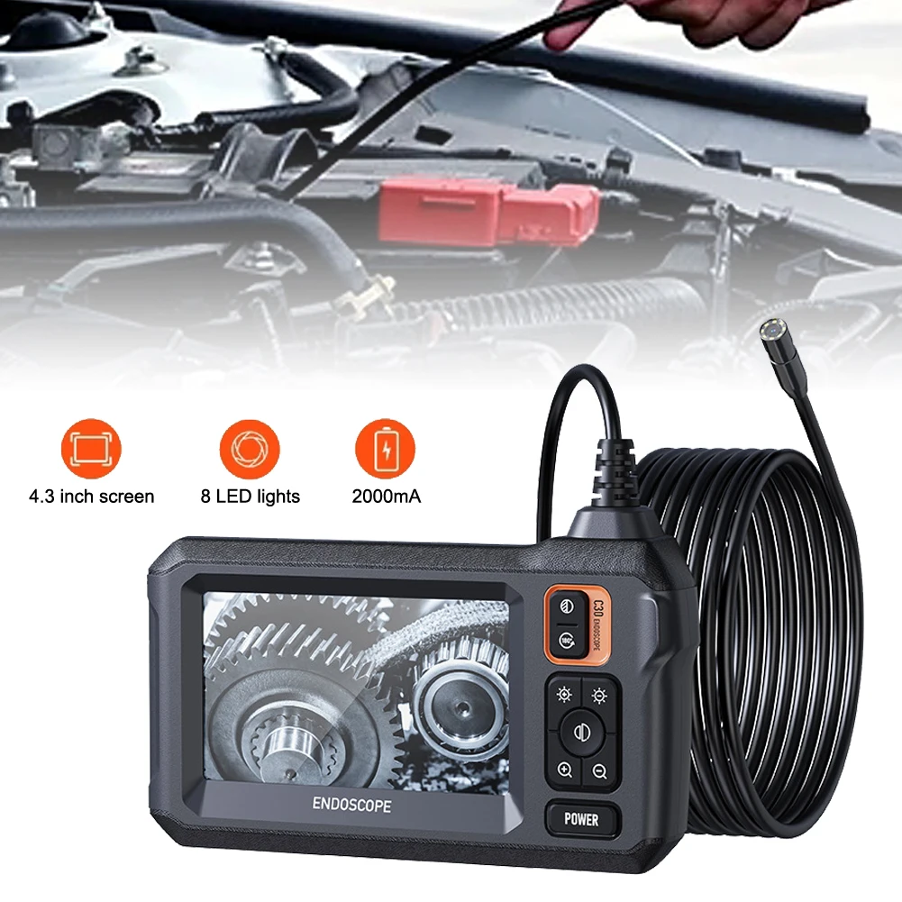 Endoscope-Camera-with-Light-1080P-8mm-Slim-Borescope-4-3-Inch-Display ...