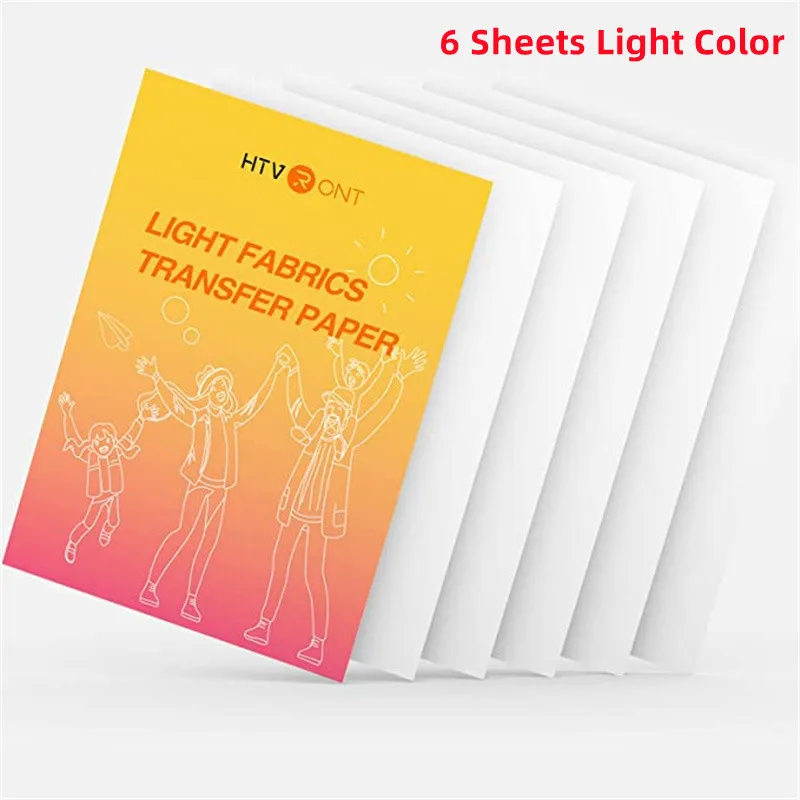 HTVRONT 6 Sheet 8.5x11in Light Fabric Cotton Heat Transfer Paper ...