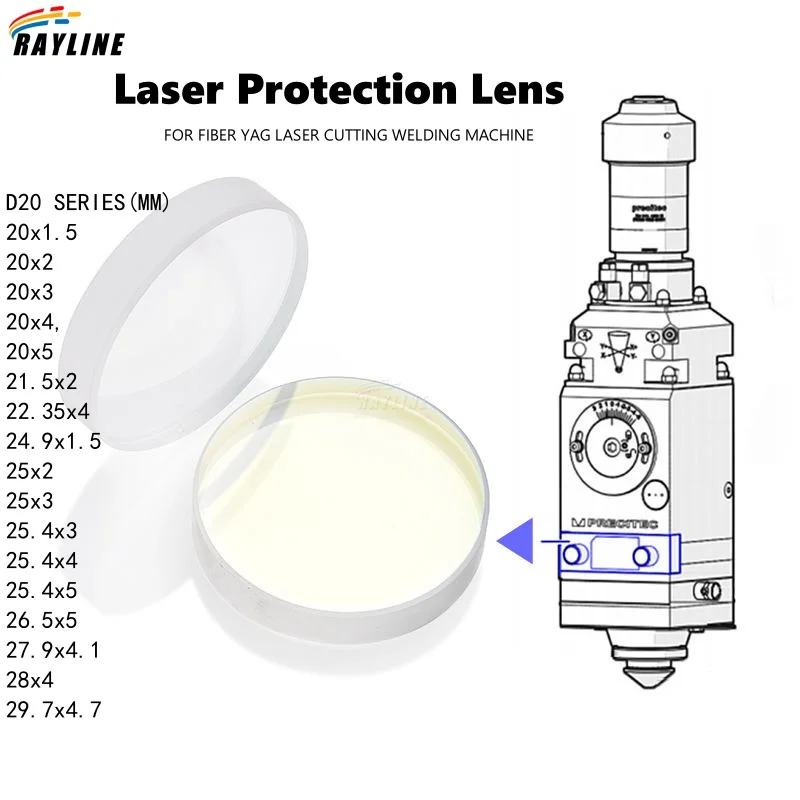 1PCS D20 Serie Welding Laser Lens Protective Window Fused Silica for ...