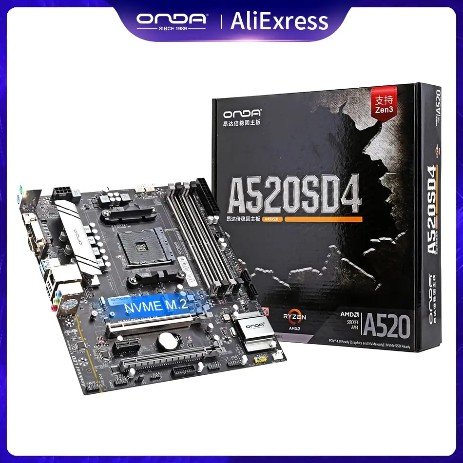 ONDA-A520-SD4-Motherboard-Socket-AM4-DDR4-128GB-A520SD4-M-ATX-USB3-0 ...