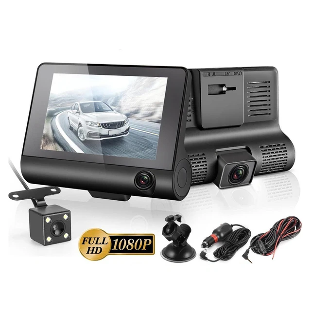 3 Lens Dash Cam 4 inch IPS HD Screen Car DVR 1080P Dual Cameras Car DVR ...