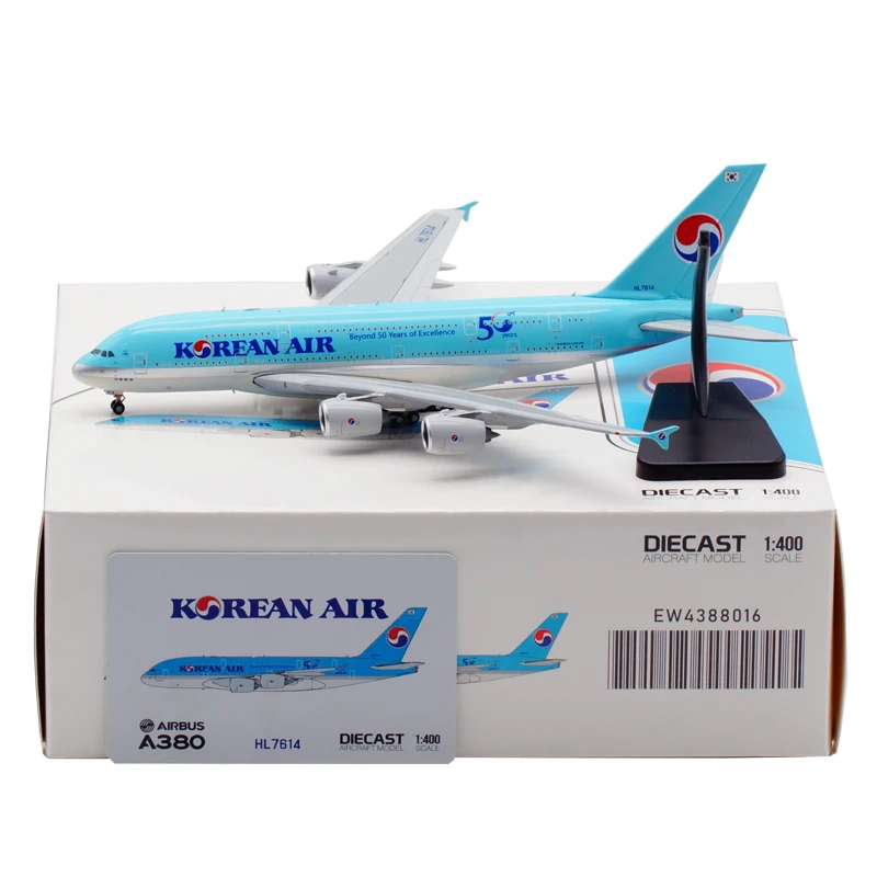 Diecast 1:400 Scale Korean Air A380 HL7614 Passenger Aircraft Alloy ...