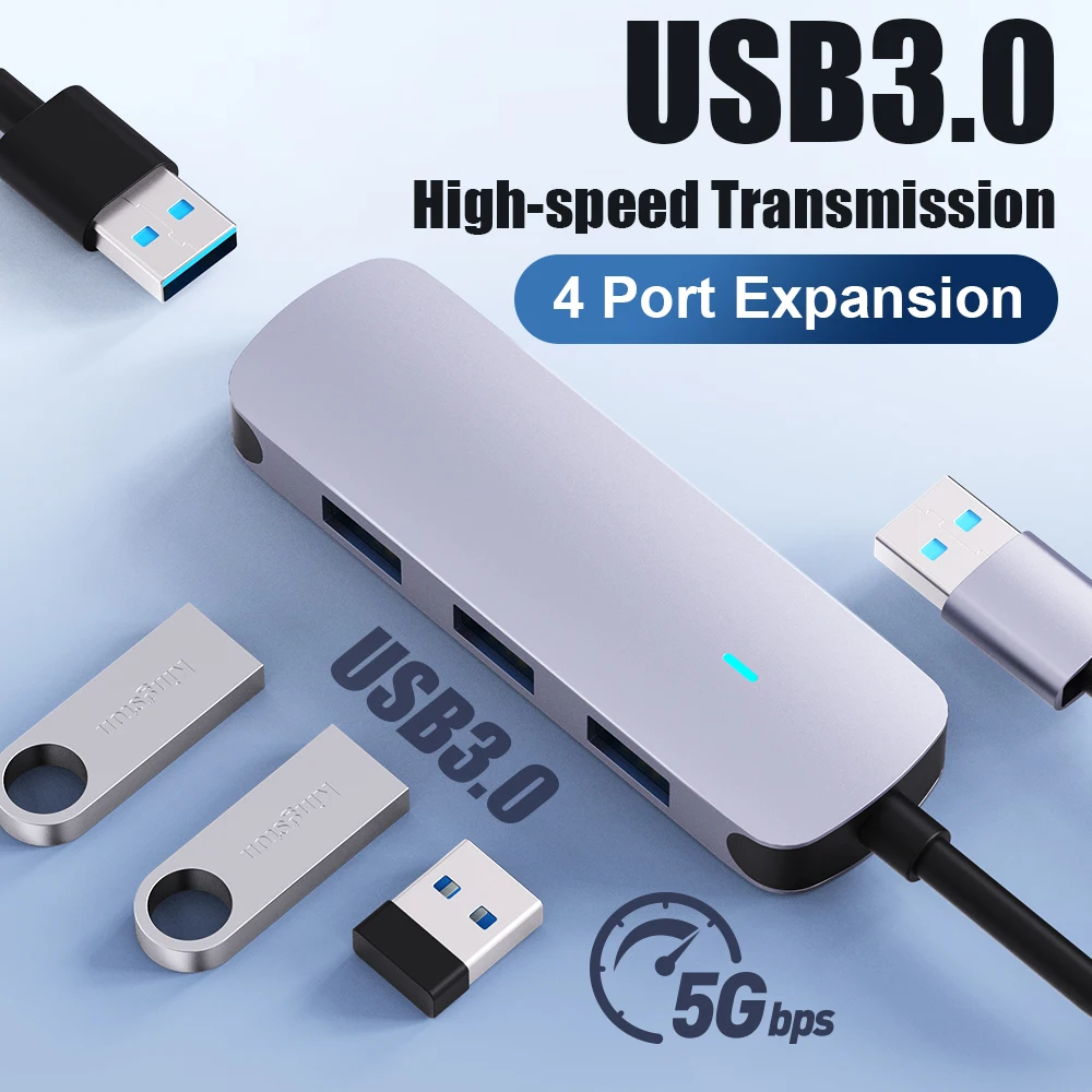 USB 3.0 4 Port Hub OTG Adapter 5Gpbs High Speed USB 3.0 2.0 Splitter ...