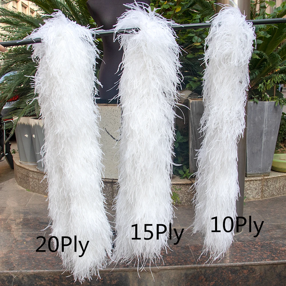 2 Meter White Ostrich Feathers Boa Custom (1PLY-30PLY) Fluffy Plumes ...