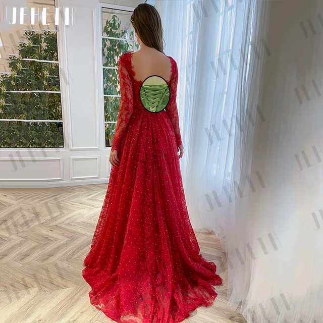 Red Lace Dress With Open Back