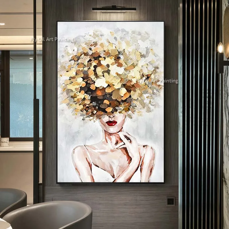 Faceless Oil Painting Abstract Lady Canvas Painting Hand Painted Woman ...