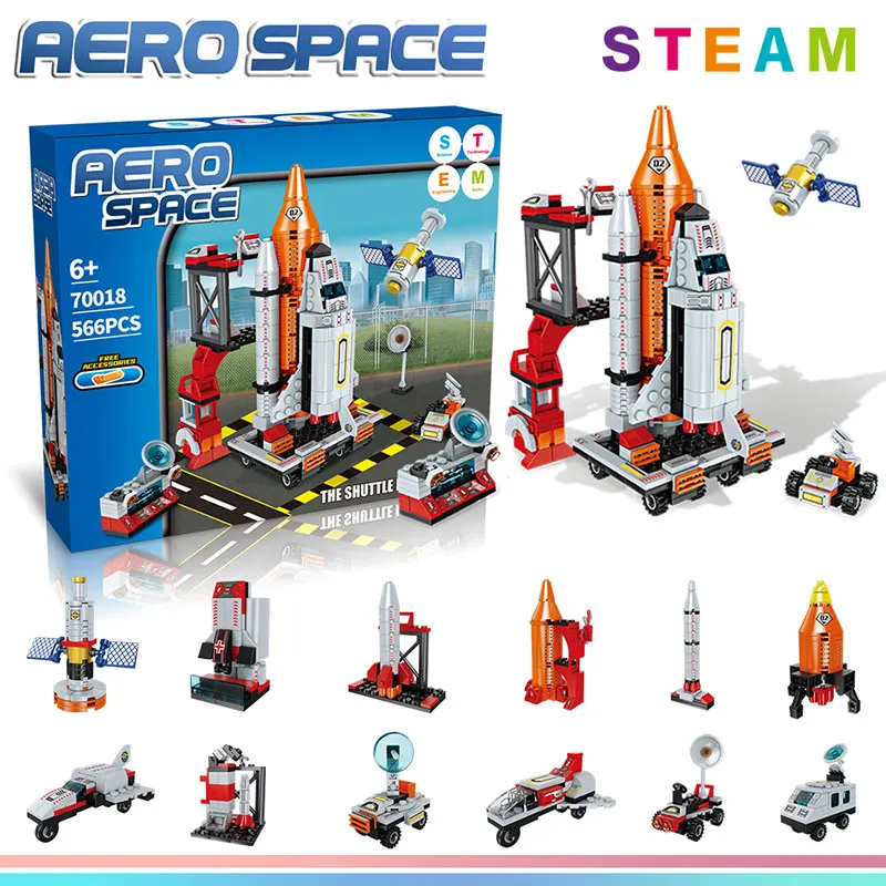 566PCS-Assemble-Space-Rocket-DIY-Miniature-Scene-Model-Compatible-with ...