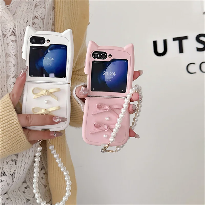 Korean Cute Cat ears 3D bow phone case for Samsung Galaxy Z Flip6 Z ...