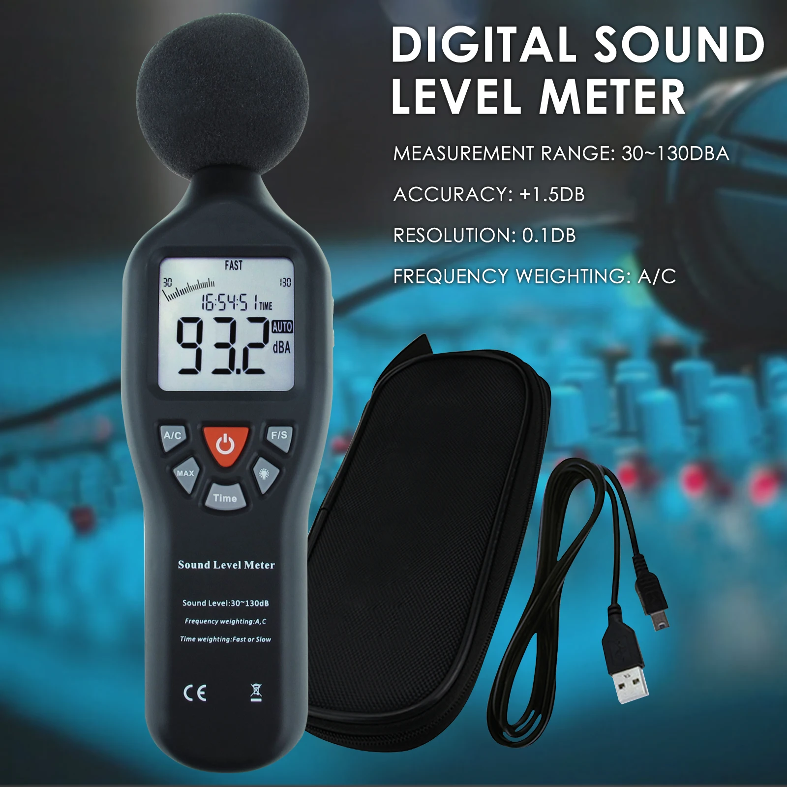 Professional Sound Level Meter Compact Instrument 30db-130db With ...