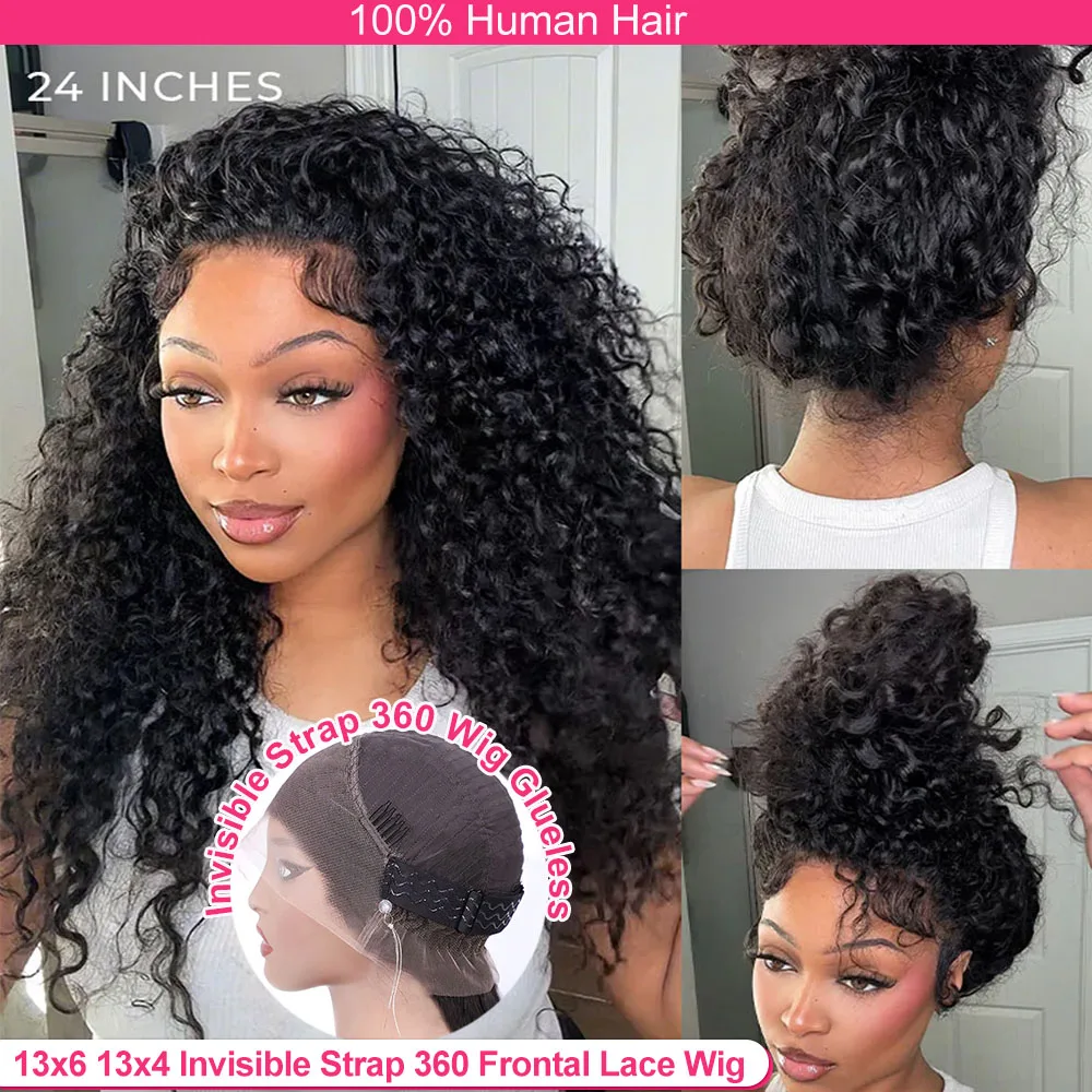 13x6 13x4 Deep Wave Frontal Wig Snug Fit Transparent 30 Inch Invisible ...