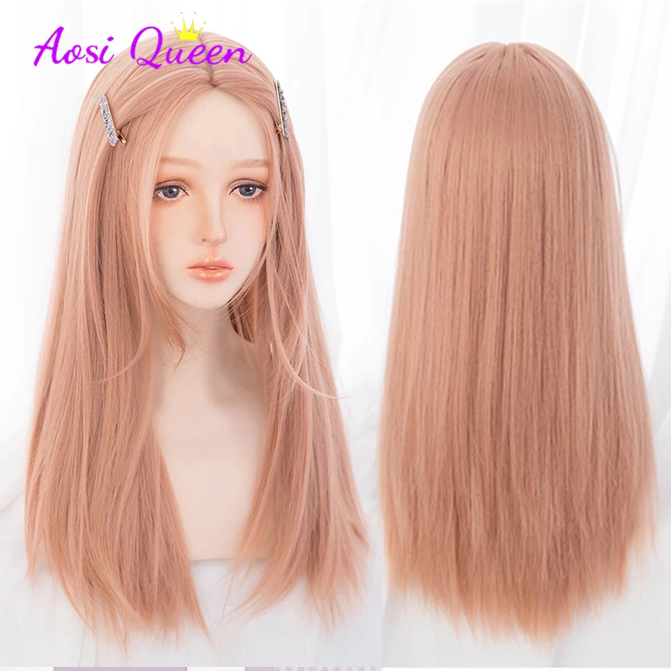 Como longo ondulado cabelo loiro destaque rosa leite laranja sintético ...