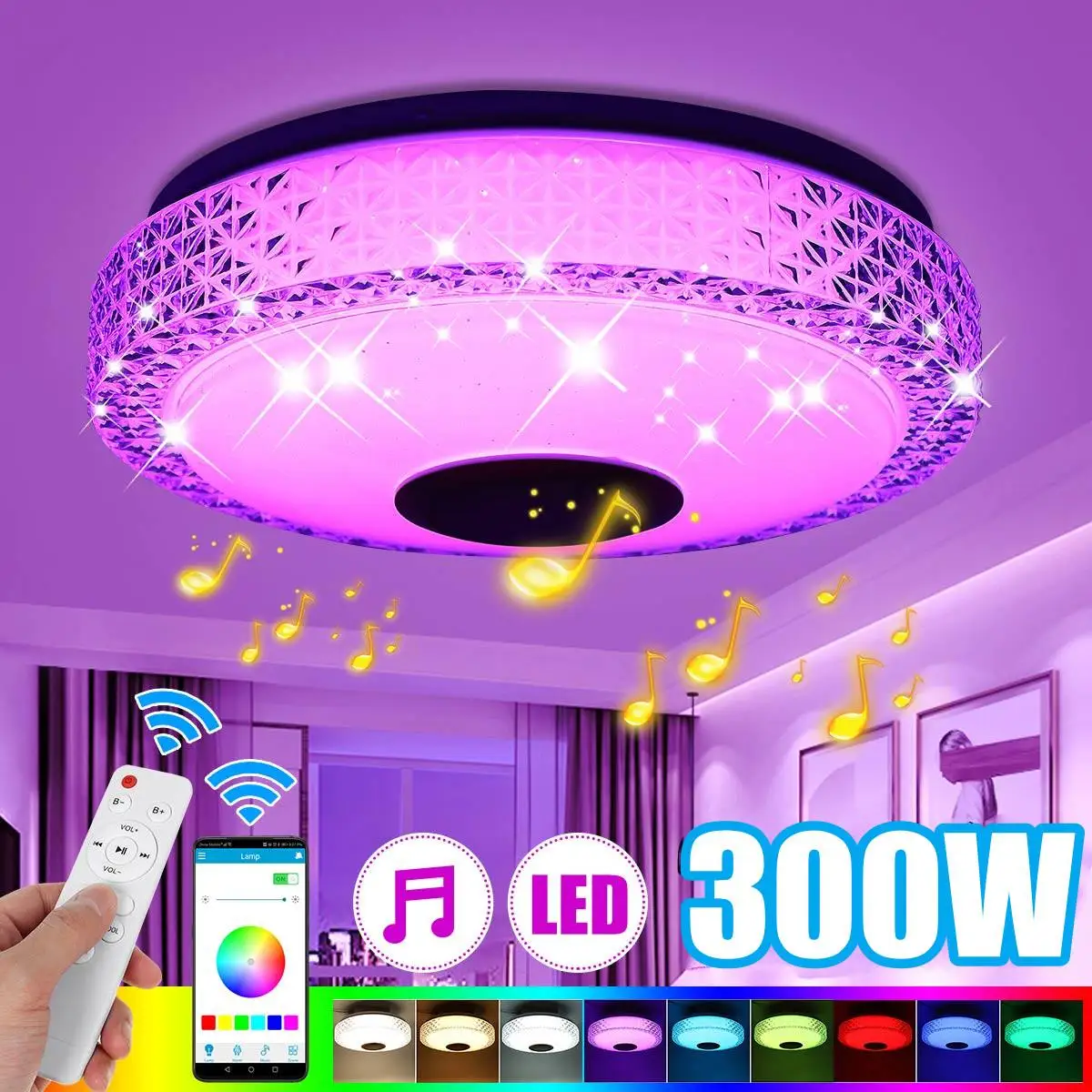 300W-LED-Ceiling-Light-RGB-Lighting-APP-bluetooth-Music-Lamps-For-Home ...