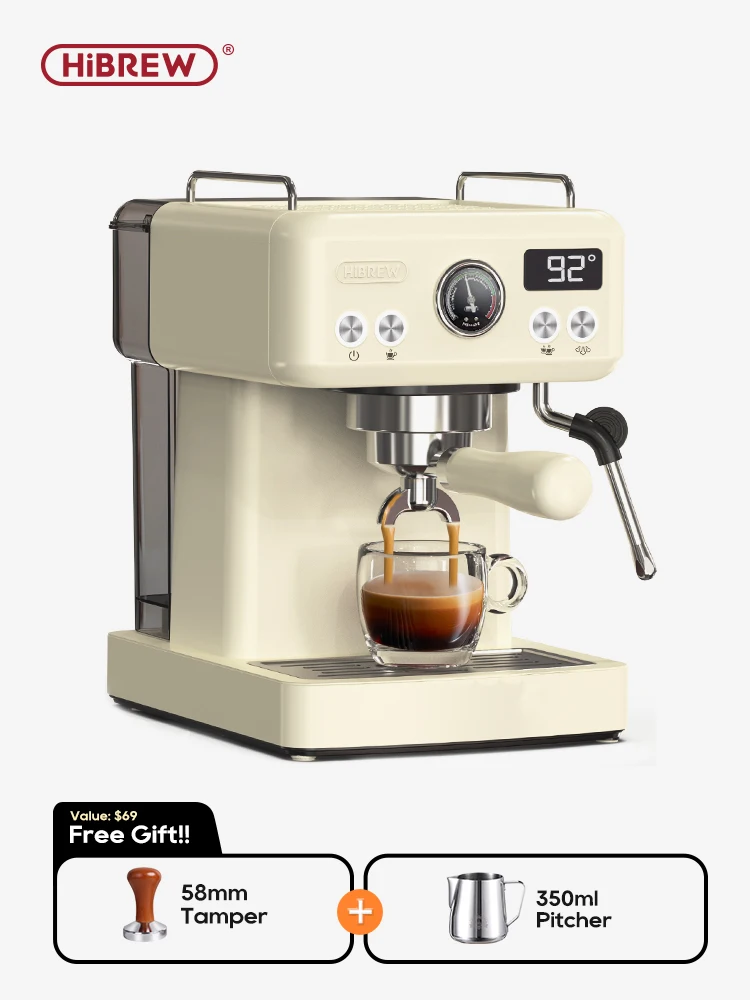 HiBREW 20Bar Semi Automatic Espresso Coffee Machine 58mm Portafilter Temperature Adjustable ...