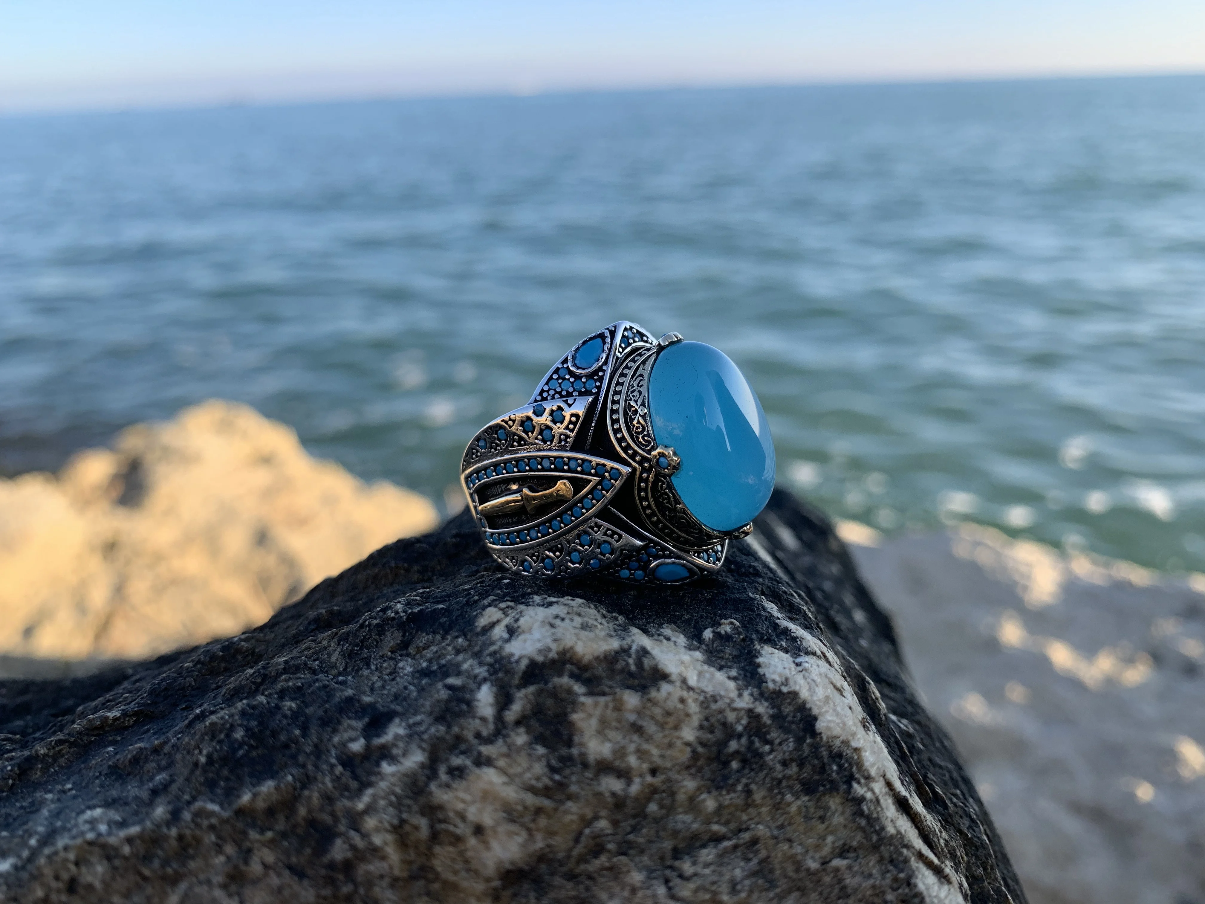 Sultan Series - Special Desing Silver Ring With Turquoise Tourmaline ...