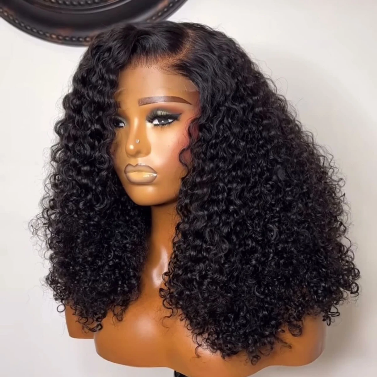 Deep Curly Bob Wigs Natural Color 180% Density 13x4 Lace Frontal Wigs ...