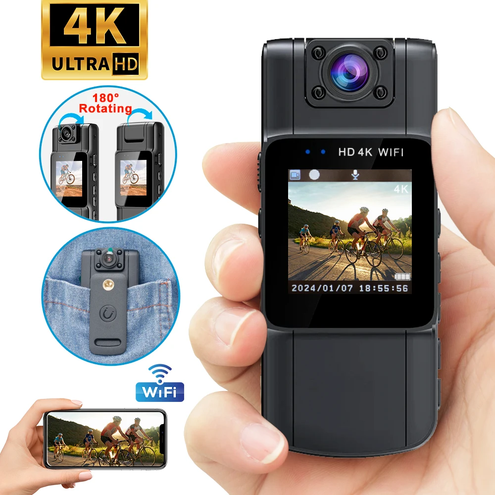 Ultra-HD-4K-Mini-Camera-Bodycam-180-Adjustable-Sports-DV-Camera-Outdoor-Law-Enforcement-Recorder ...