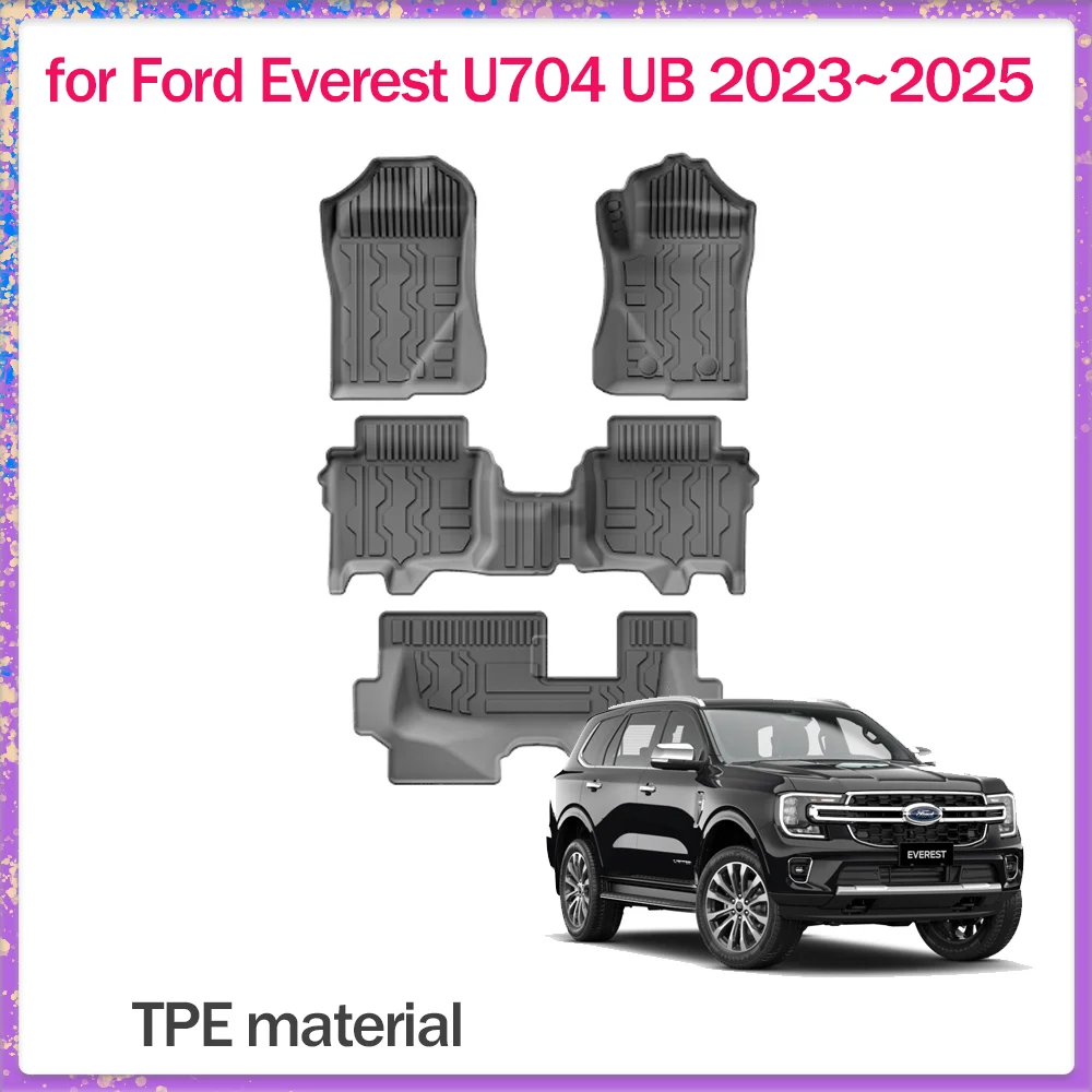 Car Floor Mat for Ford Everest U704 UB 2023~2025 2024 TPE Foot Interior ...