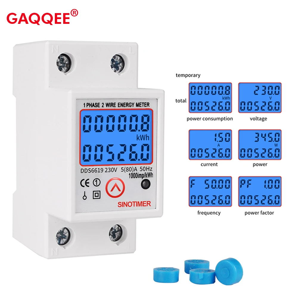DDS6619-Din-Rail-Single-Phase-Energy-Meter-AC-220V-Reset-Zero-KWH ...
