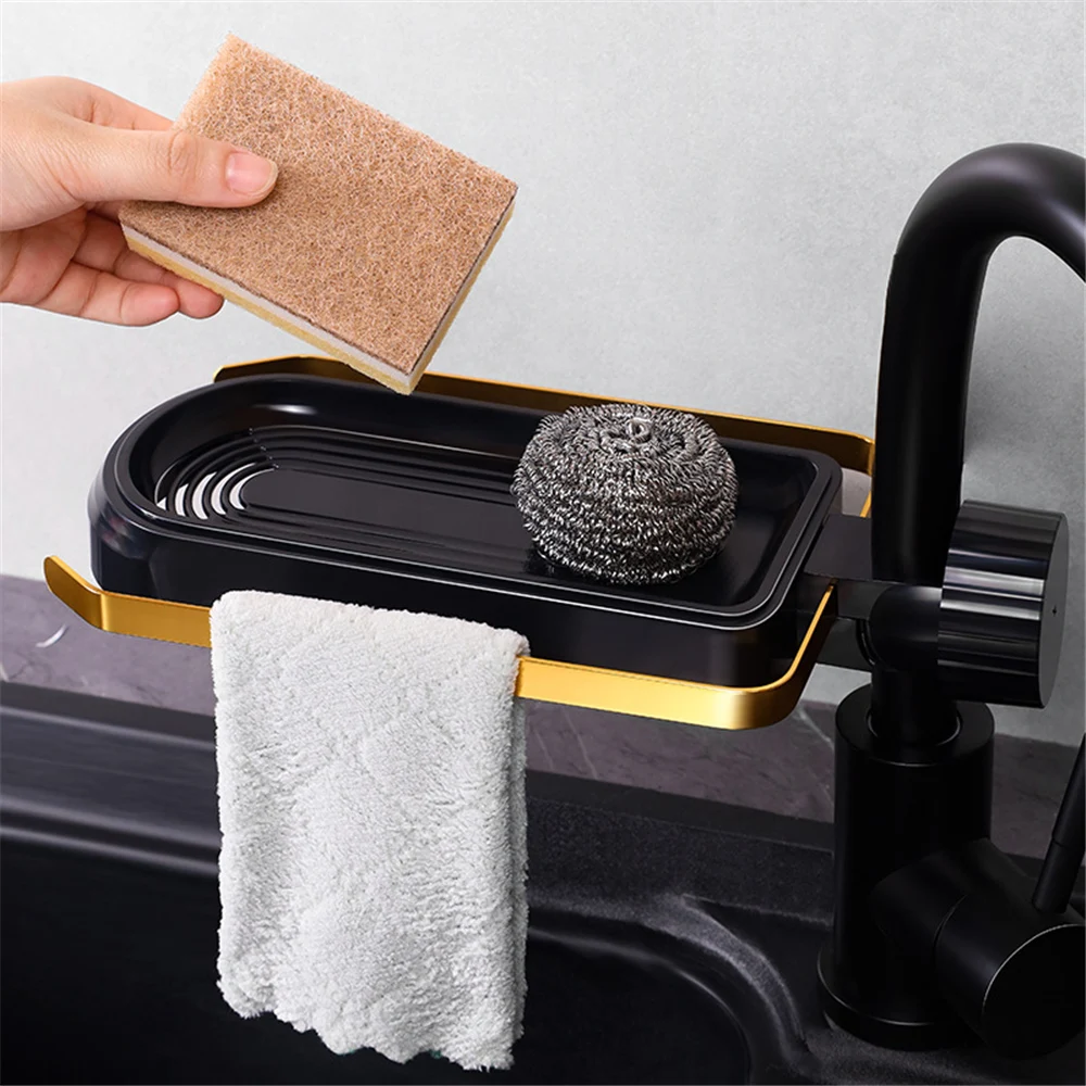 Faucet Storage Rack Sink Soap Sponge Holder Organizer Shelf Bathroom ...