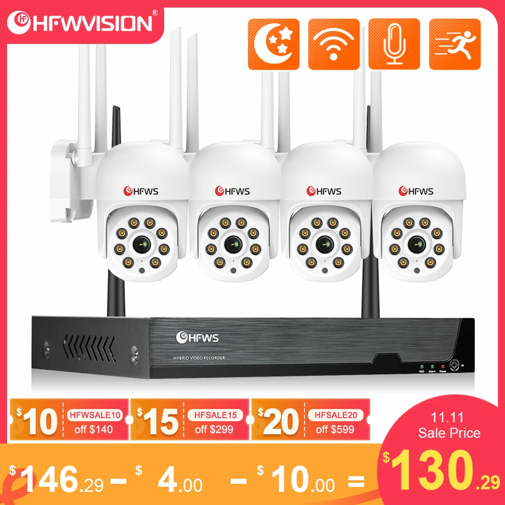 3mp Ptz Camera Kit Video Surveillance Wireless Wifi Camera System ...