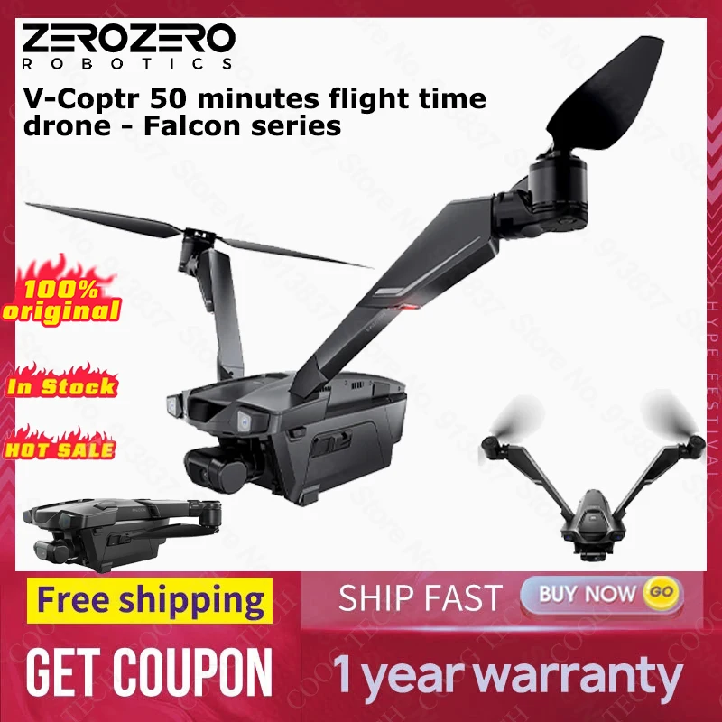 Instock Zero Zero V-shaped Bi-copter Falcon 4k 50min Flight Time 3-axis ...