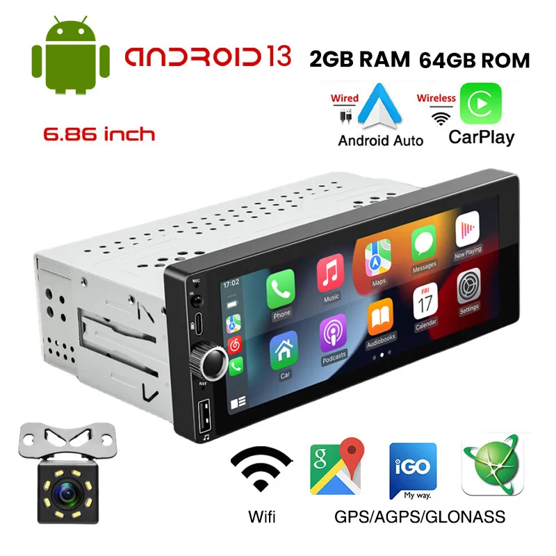 Universal-Car-Radio-6-86-1Din-Android-Player-Touch-Screen-WiFi-Carplay ...