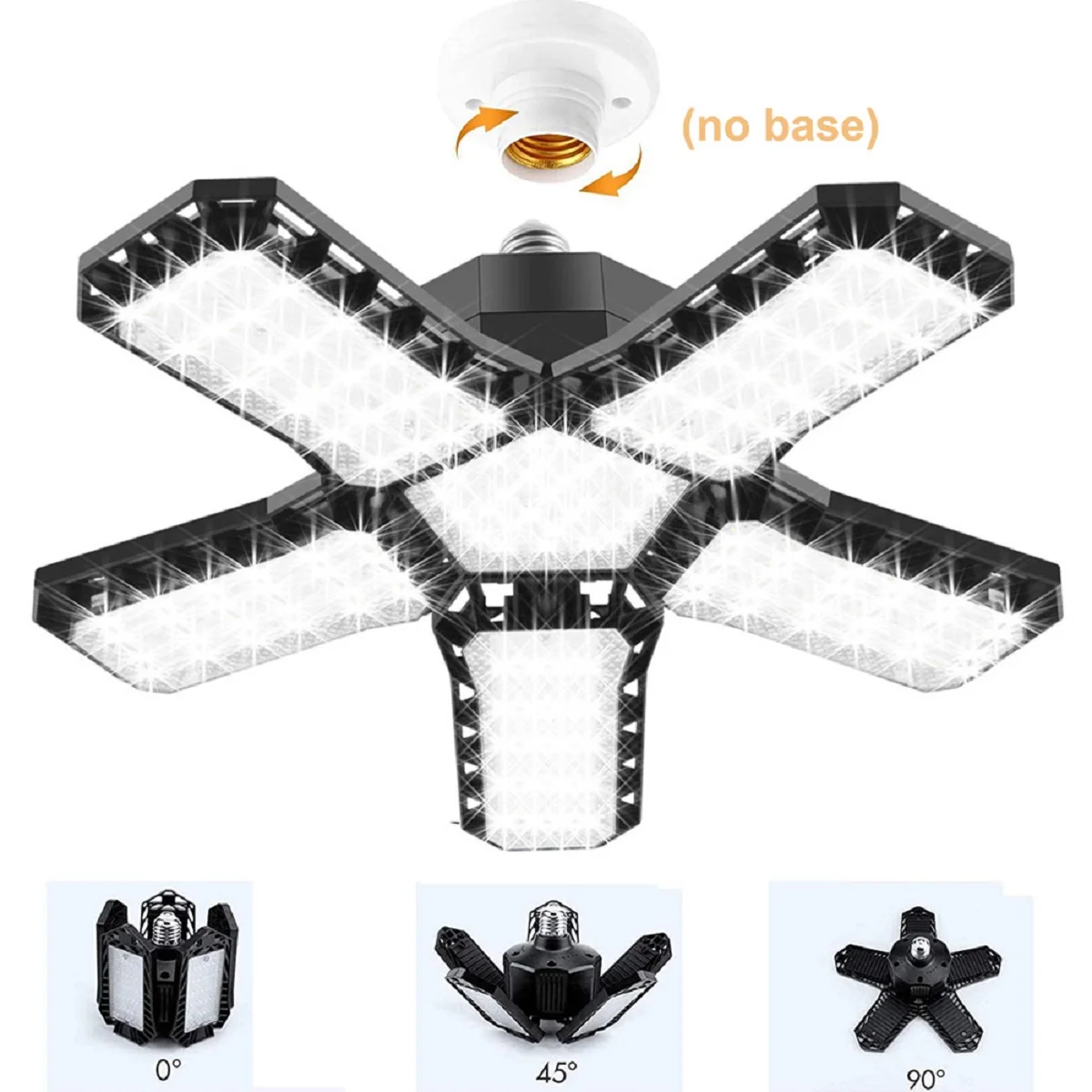 LED Garage Light With 5 Adjustable Panels Super Bright E27/E26 Ceiling ...