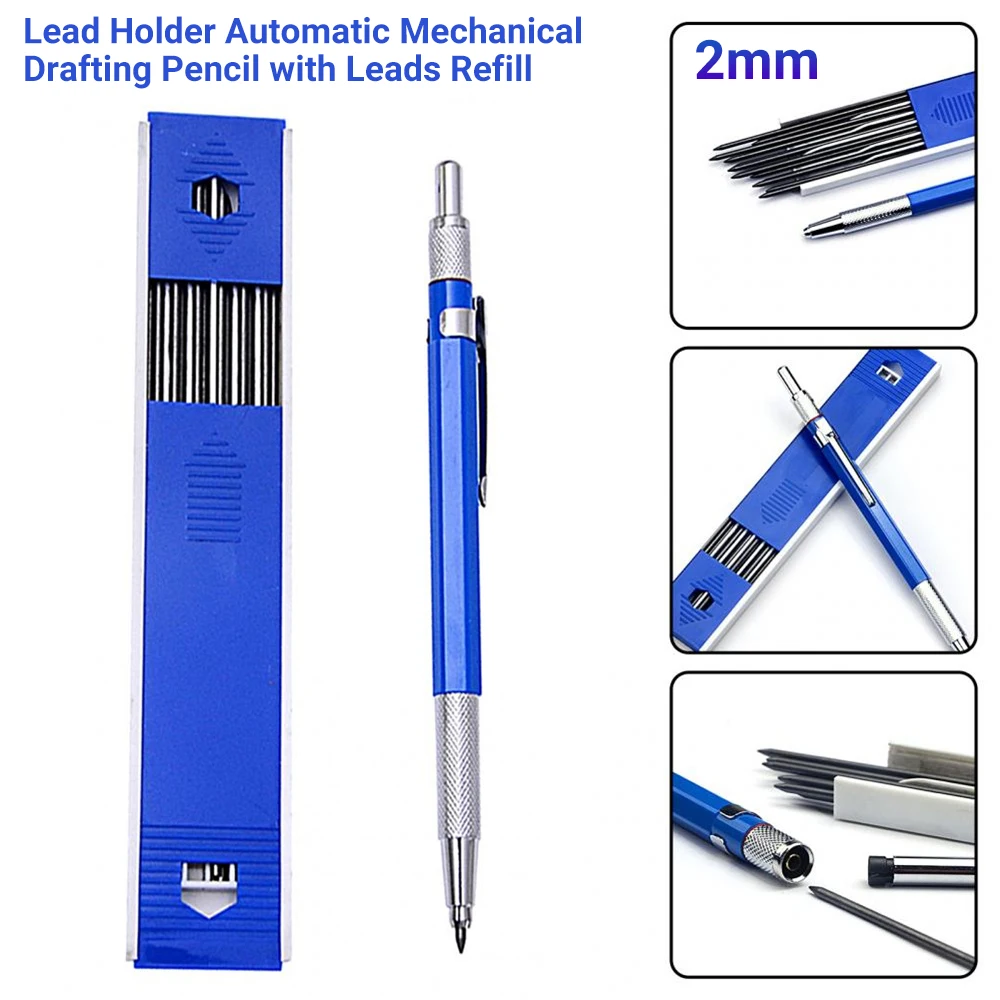 1X 2MM Blue Mechanical Lead holder Clutch Pencil W/ 12 x 2B 2mm Lead ...