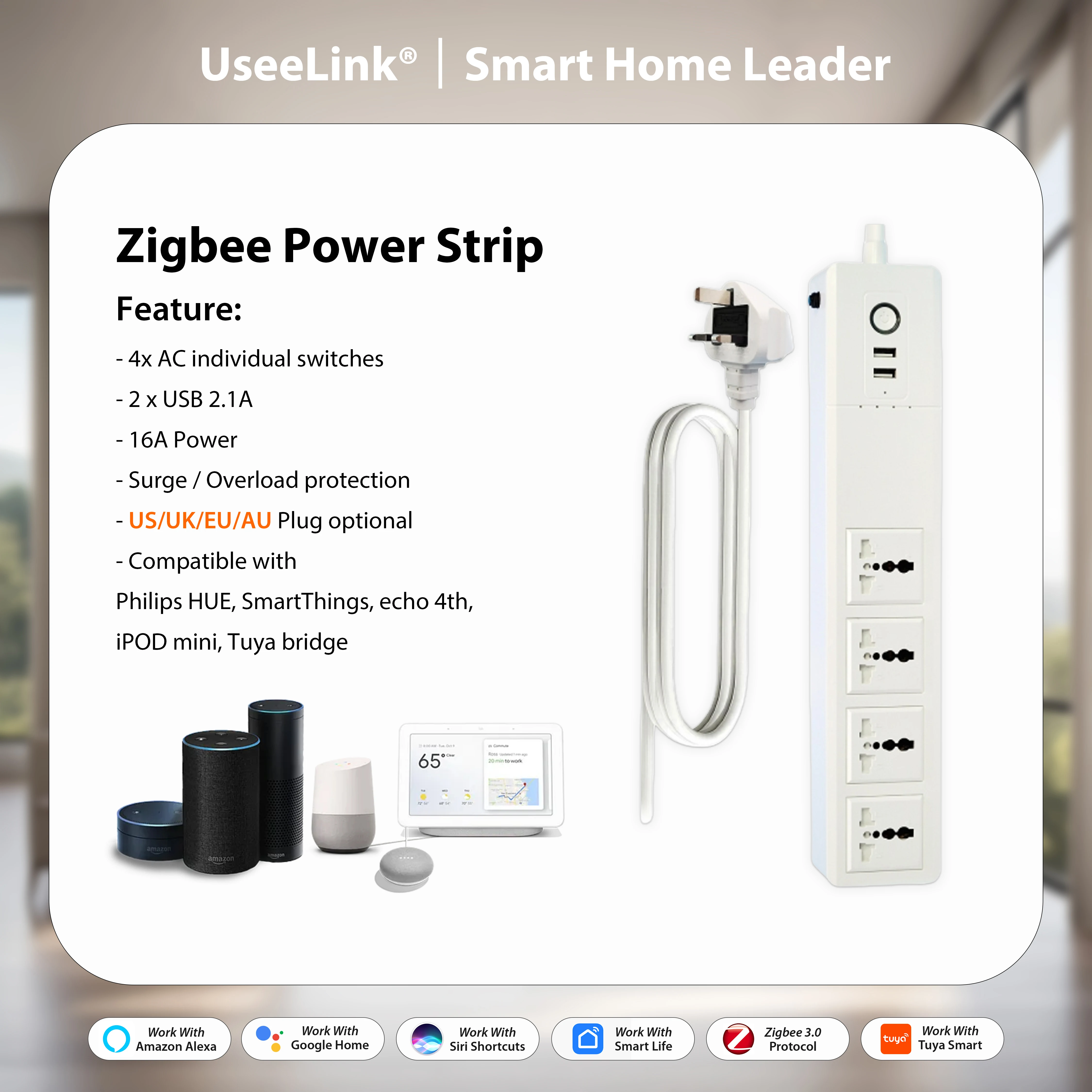 UseeLink-Zigbee-Smart-Power-Strip-Universal-Outlets-with-USB-Plug ...