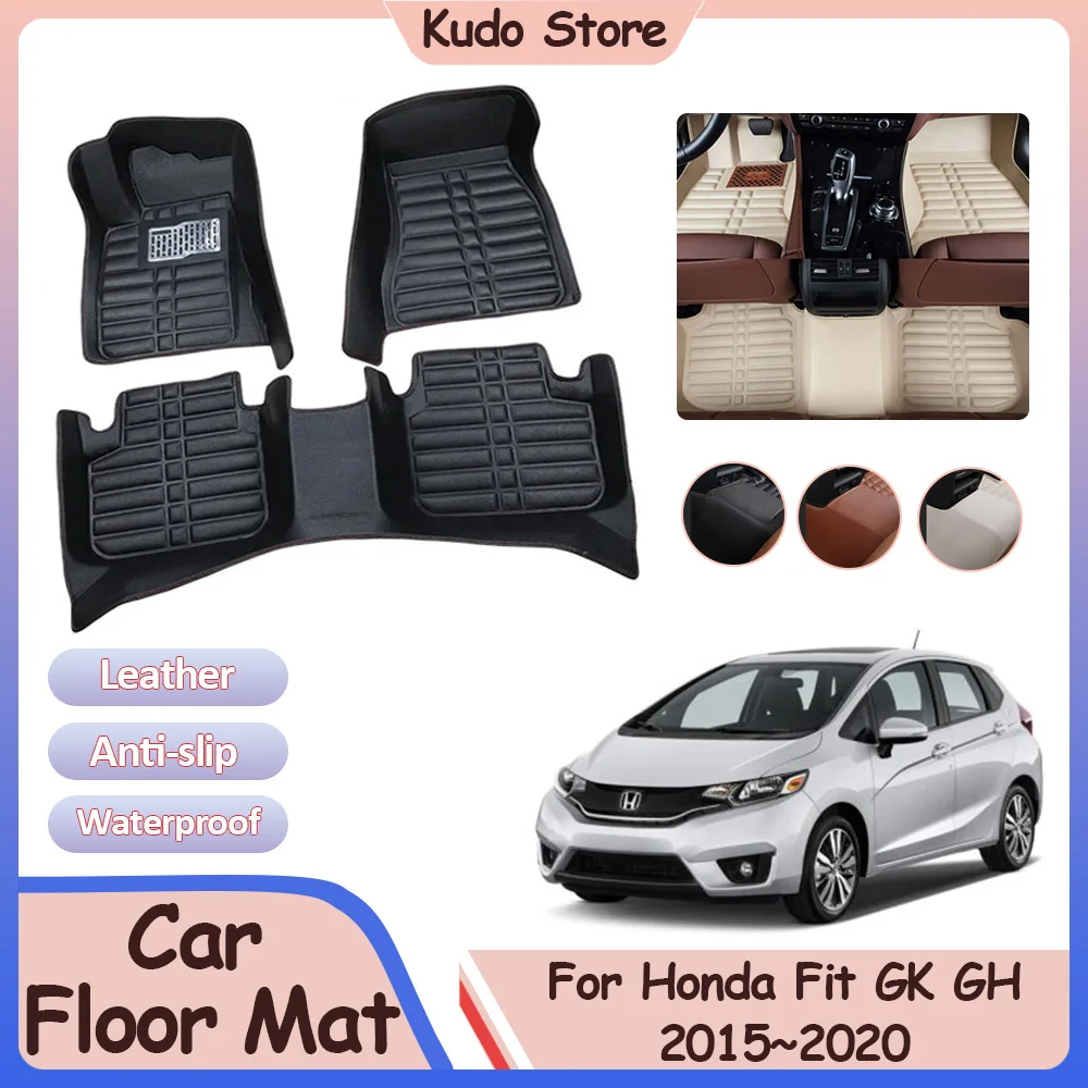 Car Floor Mat for Honda Fit Jazz GK GH GP Hybrid 2015 2020 Custom Leather Panel Liner Carpets Foot Parts Rug Interior Accessorie AliExpress