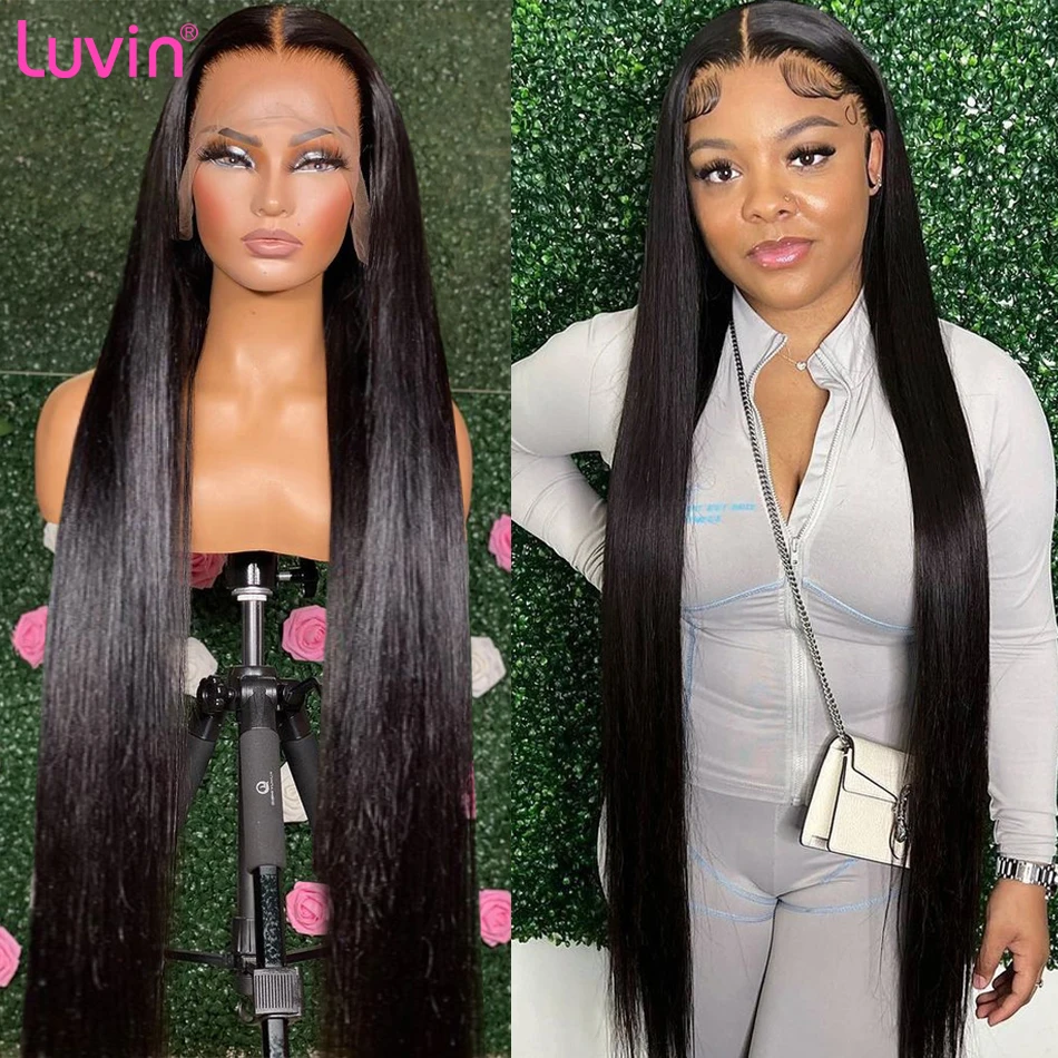 Luvin 30 32 40 Inch Bone Straight 13x6 Lace Front Human Hair Wigs For ...