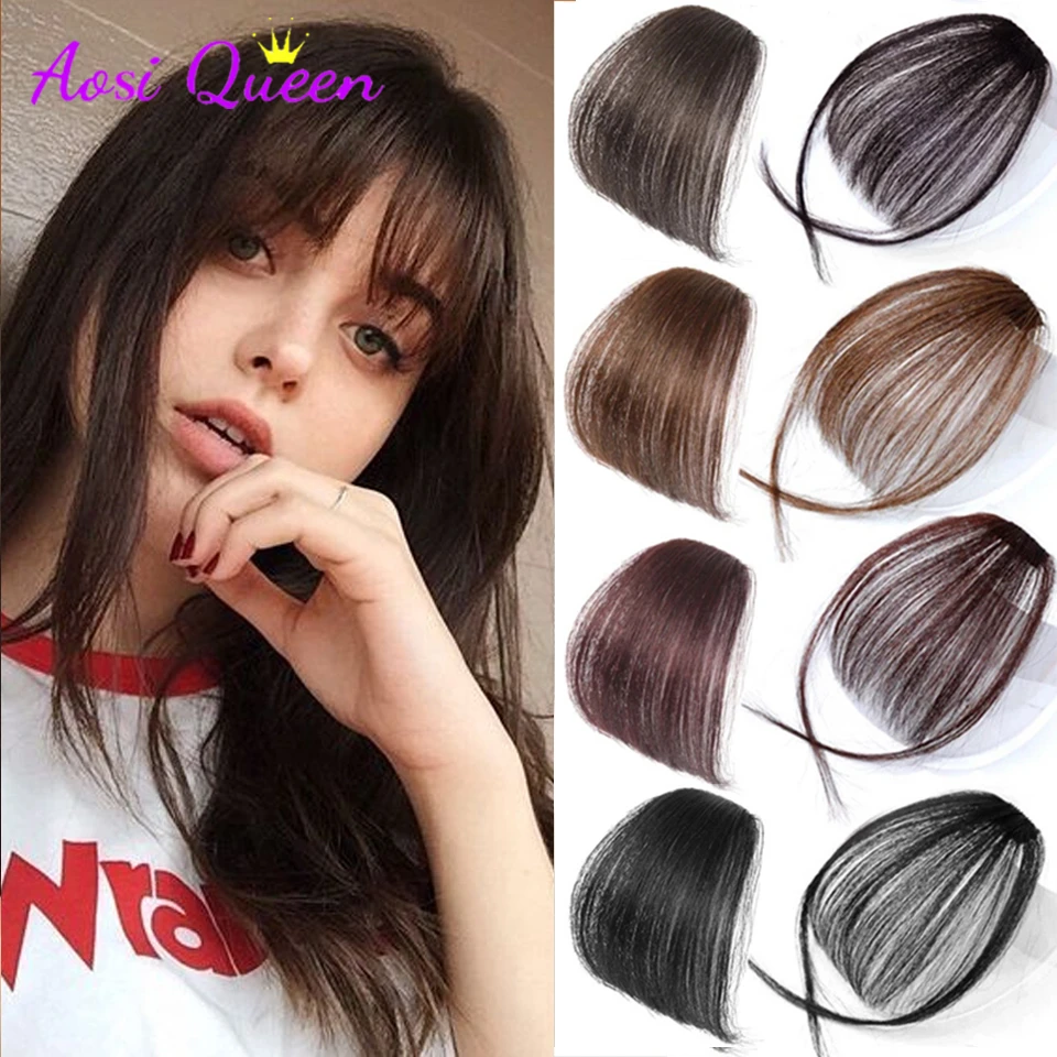 AS Fake Blunt air Bangs hair Clip-In Extension Synthetic Fake Fringe ...