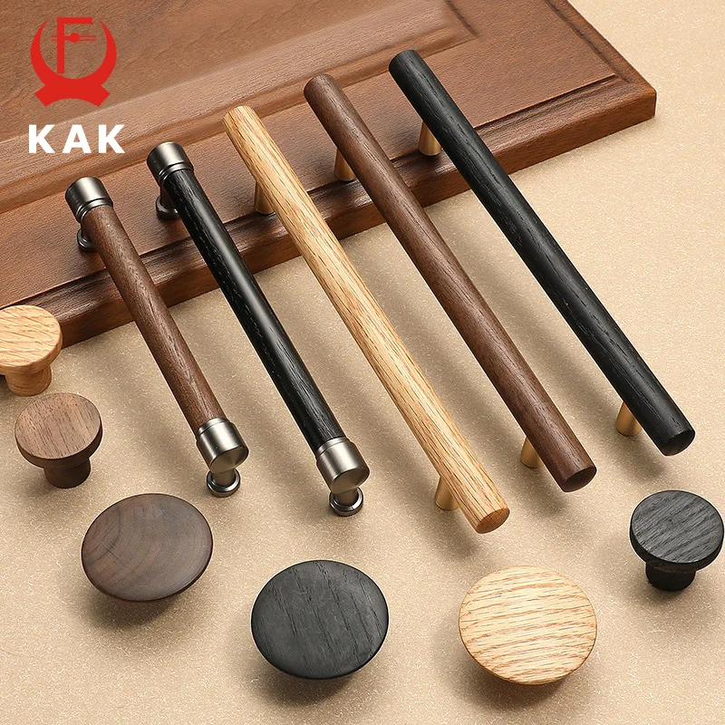 KAK Wooden Furniture Handle Natural Walnut Kitchen Cabinet Handles Shoe ...