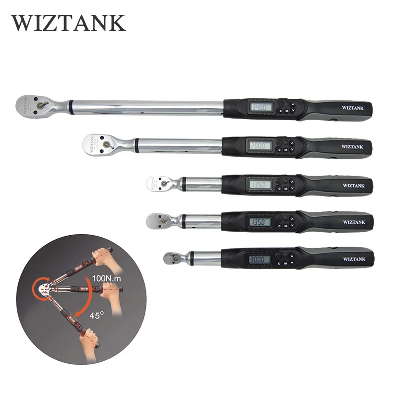 WIZTANK Digital Torque Wrench With Preset Angle Measurement 1/4" -1/2" 1.5-340 Nm Accuracy 2% ...