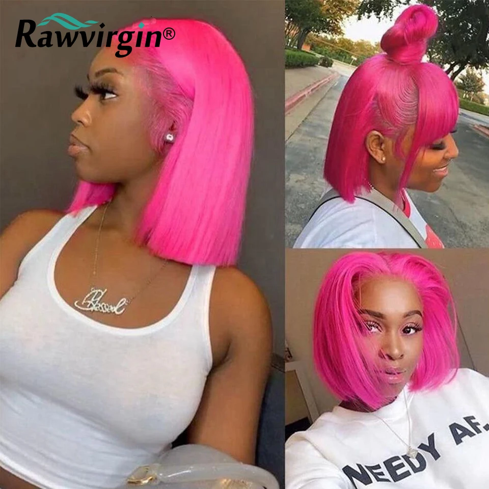 Hot Pink Human Hair Lace Frontal Wigs | Pink Colored Human Hair Wigs ...