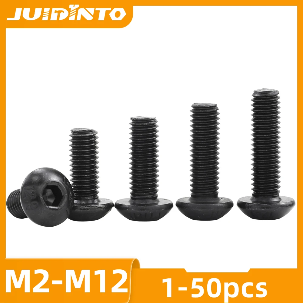 JUIDINTO 1-50pcs vis ronde Allen boulon 12.9 Grade M2 M2.5 M3 M4 M5 M6 ...