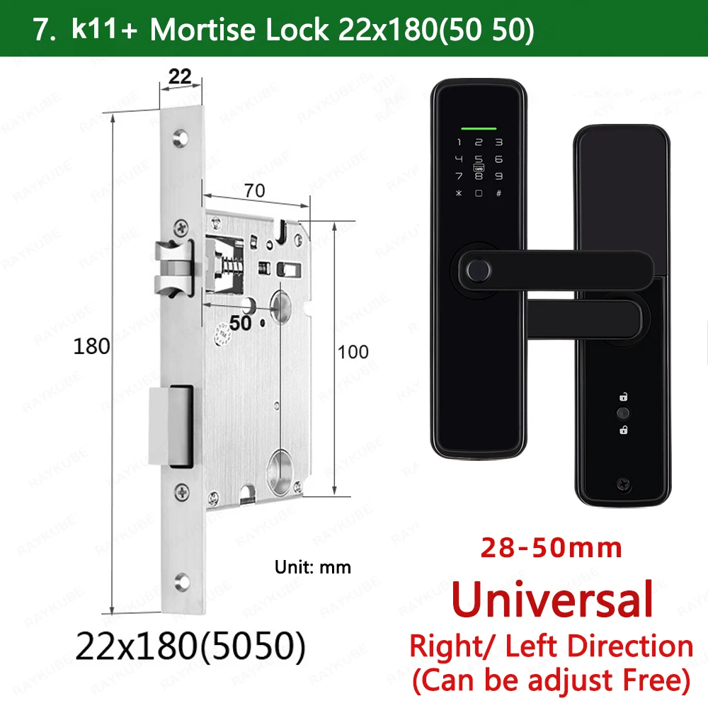 RAYKUBE K11 TT Lock BLE Smart Biometric Fingerprint Lock Electric Door Lock With Password ...