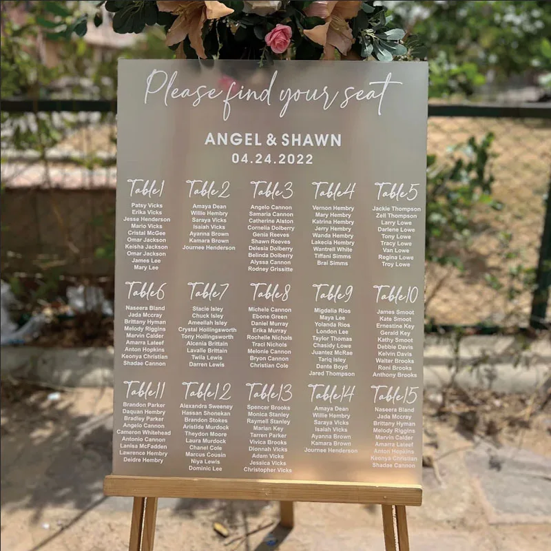 Acrylic seating chart wedding 60 photos - Astyledwedding.com