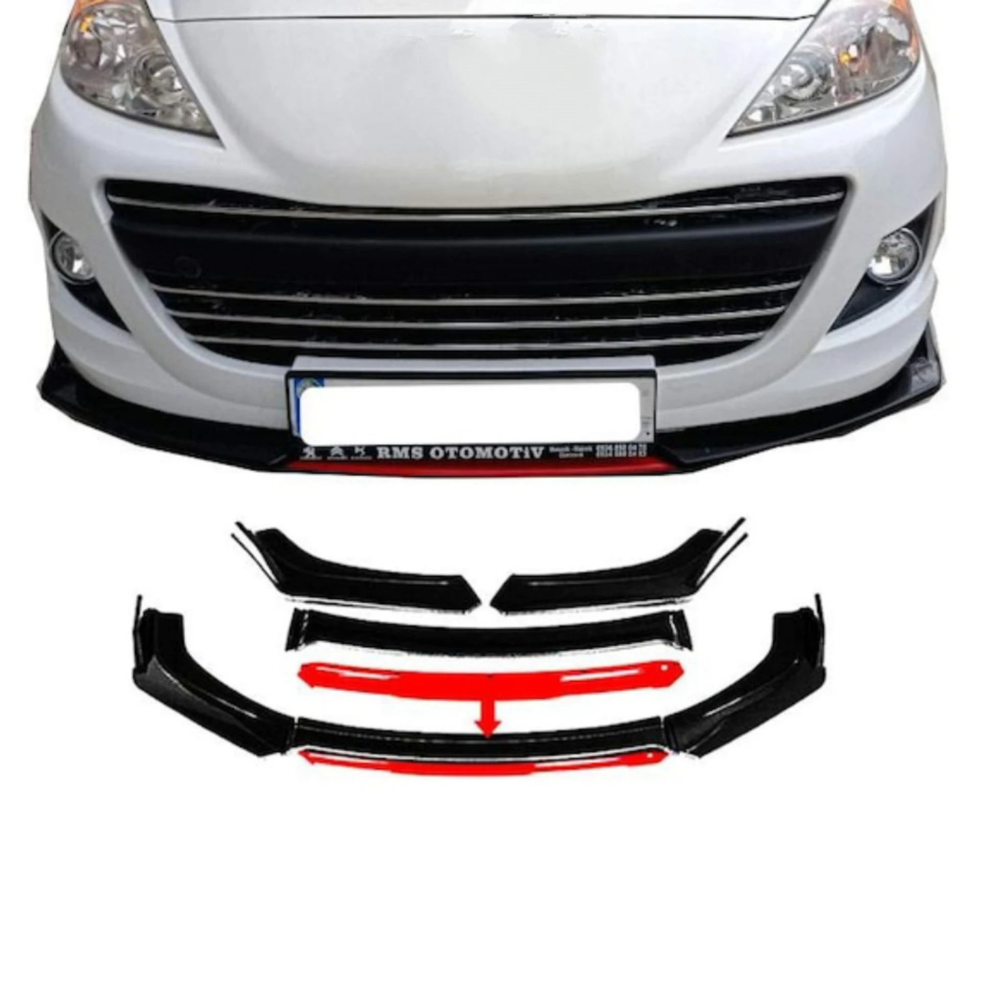 4-Piece-Front-Bumper-Lip-For-Peugeot-307-Car-Accessories-Body-Kit-Five ...