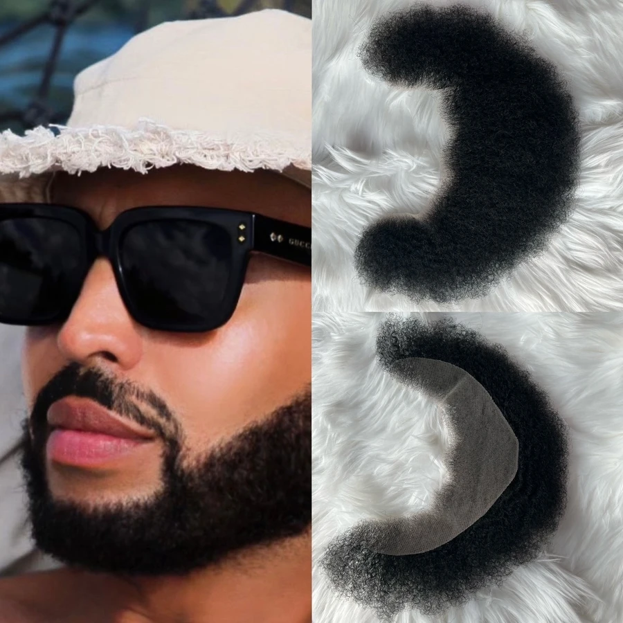 Afro-Curly-Face-Beard-Mustache-Human-Hair-For-Black-Men-Curly-Realistic ...