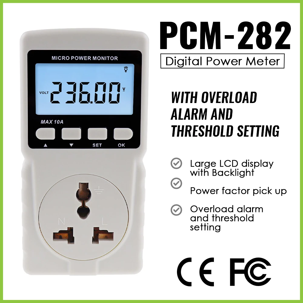 Digital Mini Power Meter Wattmeter Energy Tester Voltage Current ...
