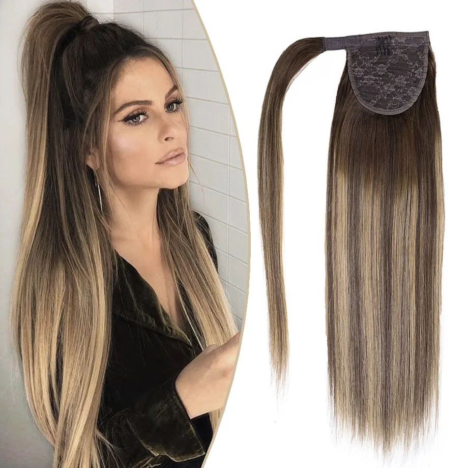 Hair-Extensions-Ponytail-Human-Hair-Pony-Tails-Extension-Straight ...