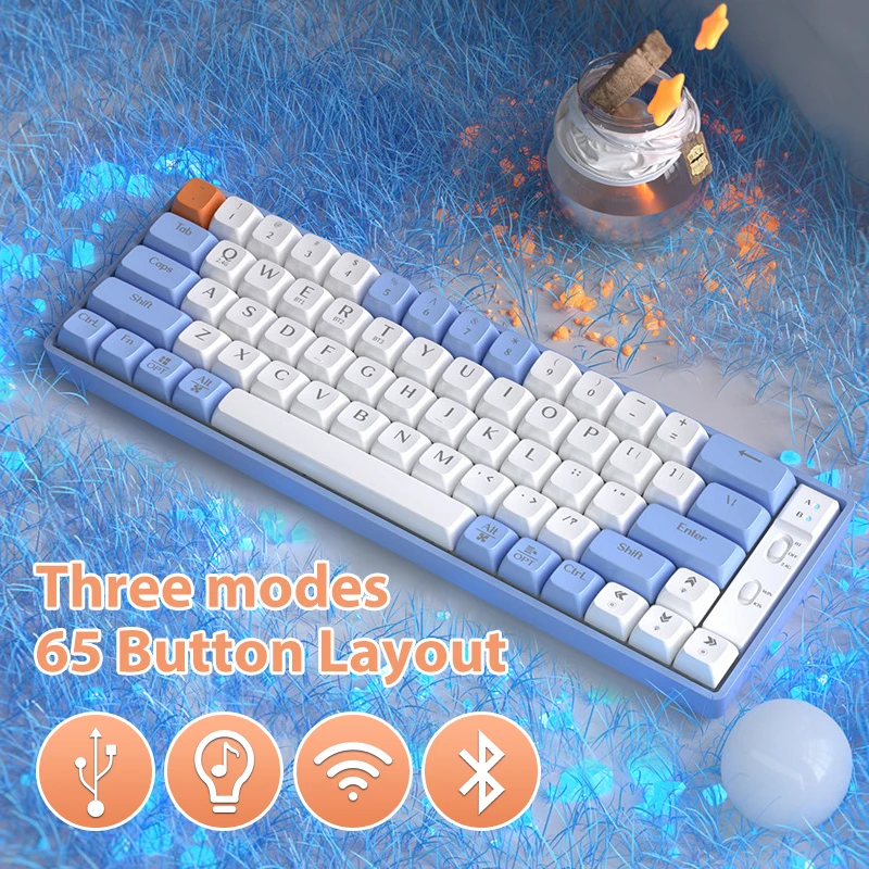 K65/69 Mechanical Keyboard Gaming Keyboard 2.4G Wireless Bluetooth ...