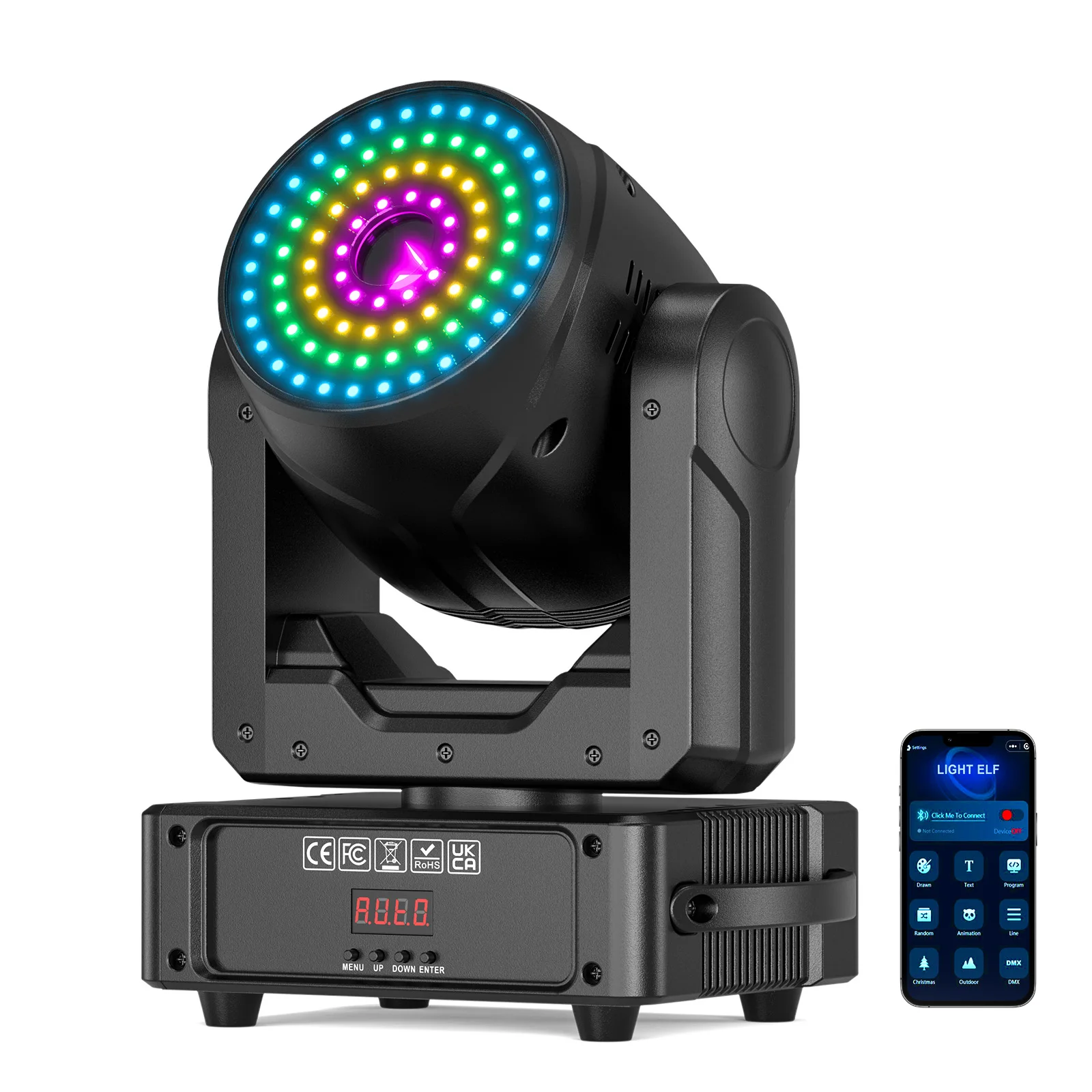 Fieryzeal 2W Moving Head Animation Projector DMX512 Full Color RGB ...