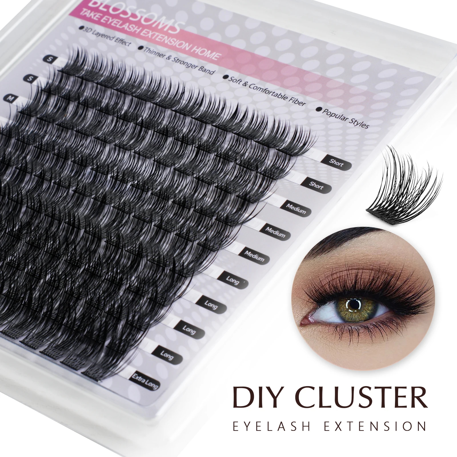 DIY-120-PCS-Cluster-Lashes-Mix-Length-Segmented-Beam-Natural-Individual ...