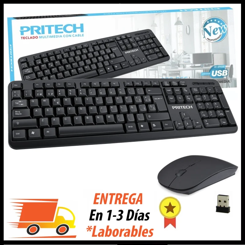Teclado-USB-y-Rat-n-Inalambrico-2-4-GHz-Teclado-Espa-ol-con-Letra-Para ...