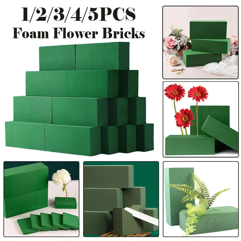 1-5PCS-DIY-Floral-Foam-Brick-Rectangle-Green-Styrofoam-Block-Artificial ...