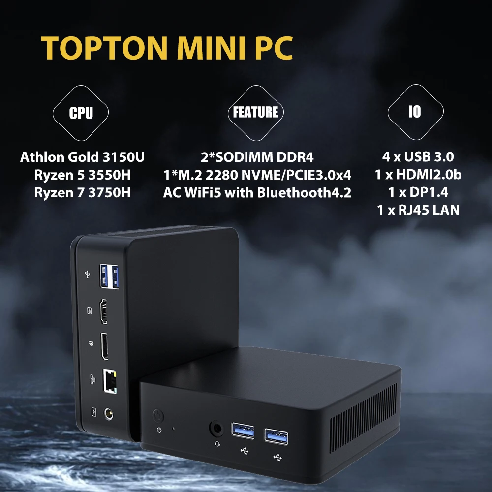 TOPTON Cheap AMD Mini PC Ryzen 7 3750H 5 3550H Barebone Computer ...