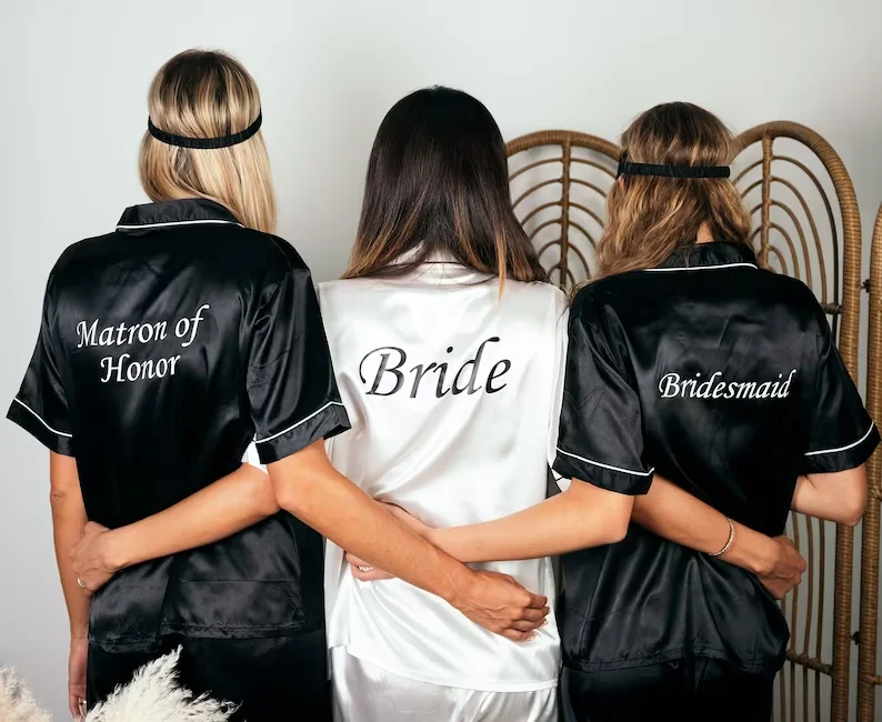 Bridesmaid-Satin-Pjs-Set-Short-Sleeves-Shorts-Customized-Silk-Bride ...